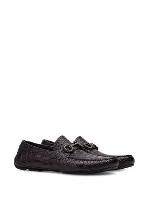FERRAGAMO Crocodile-effect Leather Loafers