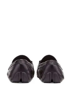 FERRAGAMO Crocodile-effect Leather Loafers