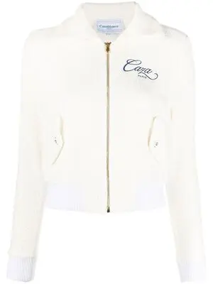 Casablanca Embroidered-logo Zip-fastening Jacket - White