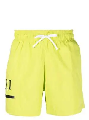 Amiri Logo-print Drawstring Swim Shorts - Green