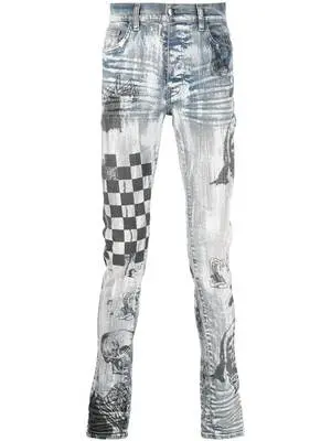 Amiri Painted Indigo X Wes Lang Slim Cut Jeans