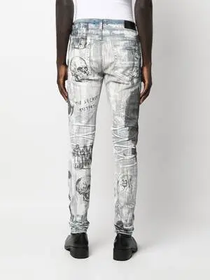 Amiri Painted Indigo X Wes Lang Slim Cut Jeans
