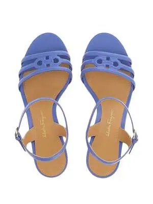 FERRAGAMO Gancini 70mm Wedge Sandals - Blue