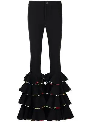 Emilio Pucci Marmo-print Ruffled Trousers