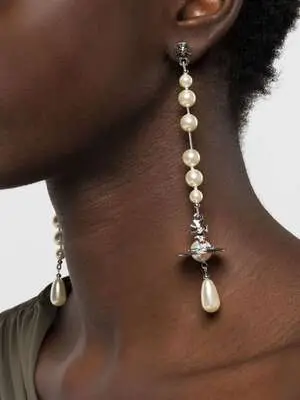 Vivienne Westwood Broken Pearl Drop Earrings - Silver | Editorialist