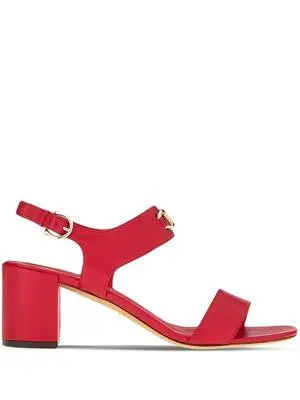FERRAGAMO Gancini Plaque Block-heel Sandals - Red