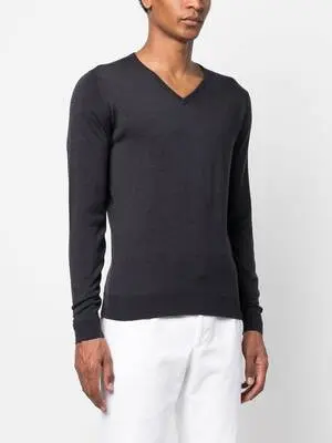 John Smedley V-neck Long-sleeved Jumper - Grey