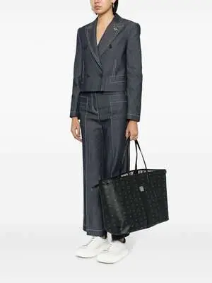 Mcm Large Liz Reversible Tote Bag - Black