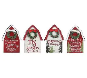 YOUNG'S INC. Young's Wood Barn Shaped Christmas Tabletop Sig N - One-color