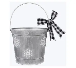 YOUNG'S INC. Young's Metal Christmas Snow Bucket, Set Of 2 - One-color
