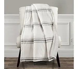 LUSH DECOR Farmhouse Stripe Throw Neutral Single Lush D Cor - One-color