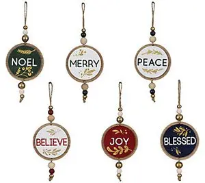 YOUNG'S INC. Young's Wood Winter Solstice Ornaments, Set Of 6 - One-color
