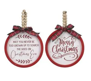 YOUNG'S INC. Young's Wood Christmas Wall Signs W/blessing Be Ad Hanger S/2 - One-color
