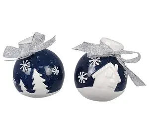 YOUNG'S INC. Ceramic Winter Solstice Salt & Pep Per Shaker Set - One-color