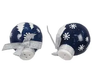 YOUNG'S INC. Ceramic Winter Solstice Salt & Pep Per Shaker Set
