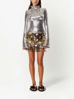 Rabanne Heart-paillettes Chainmail Mini Skirt - Gold