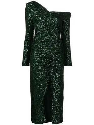 SELF-PORTRAIT Sequin-embellished Midi Dress - Green