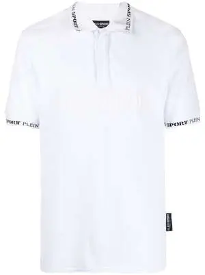 PLEIN SPORT Logo-print Short-sleeve Polo Shirt - White