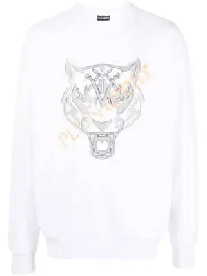 PLEIN SPORT Tiger-head Long-sleeve Sweatshirt - White