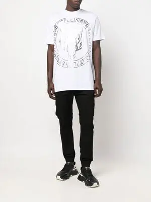 PLEIN SPORT Tiger-head Logo-print T-shirt - White