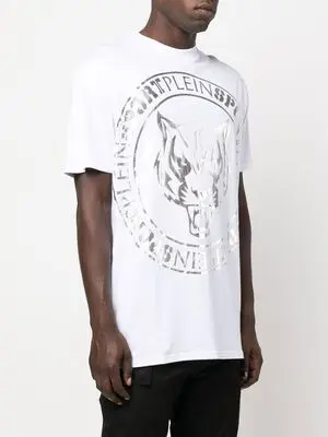 PLEIN SPORT Tiger-head Logo-print T-shirt - White