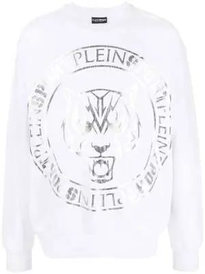 PLEIN SPORT Tiger-head Logo-print Sweatshirt - White