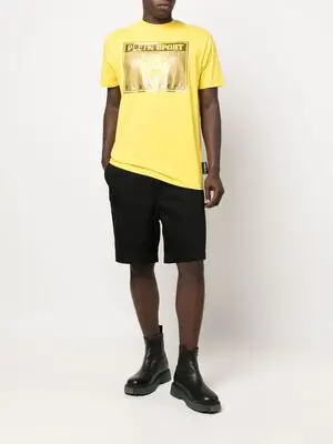 PLEIN SPORT Tiger-head Logo-print T-shirt - Yellow