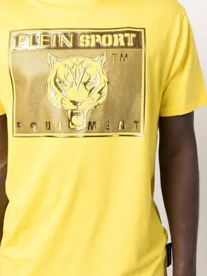 PLEIN SPORT Tiger-head Logo-print T-shirt - Yellow