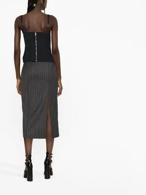 Versace Pinstripe Virgin Wool Mid-length Skirt