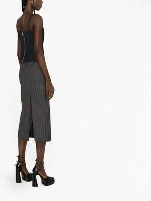Versace Pinstripe Virgin Wool Mid-length Skirt
