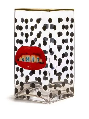SELETTI Polka-dot Pattern Lips-print Vase - White