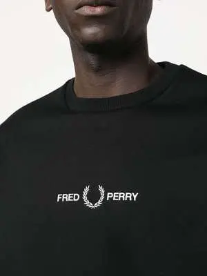Fred Perry Logo-embroidered Crew-neck Sweatshirt - Black