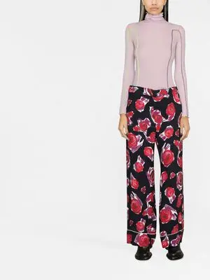 Marni Floral-print Wide-leg Trousers
