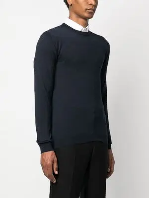 ZANONE Crew-neck Wool-blend Sweater - Blue