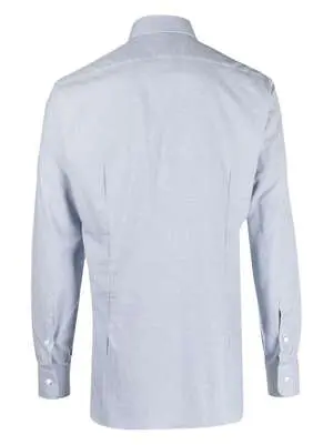 BARBA NAPOLI Checked Long-sleeve Shirt - Blue