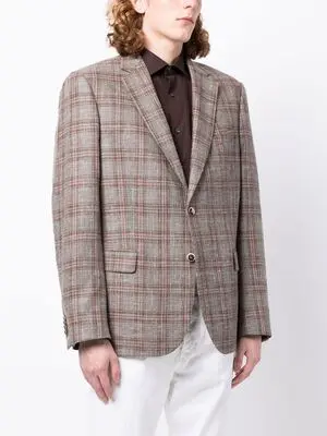 N.peal Plaid-check Print Button Blazer