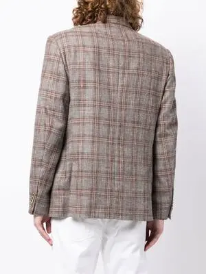 N.peal Plaid-check Print Button Blazer