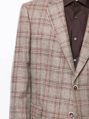 N.peal Plaid-check Print Button Blazer