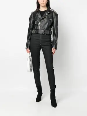 Philipp Plein Rockstud Cropped Leather Jacket