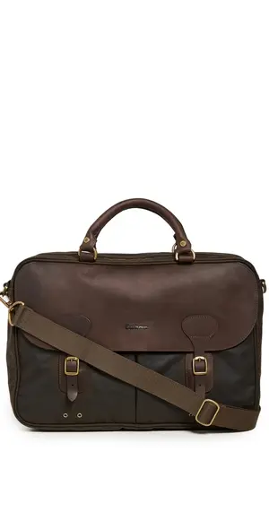 Barbour Waxed Leather Briefcase - Olive