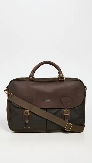 Barbour Waxed Leather Briefcase - Olive