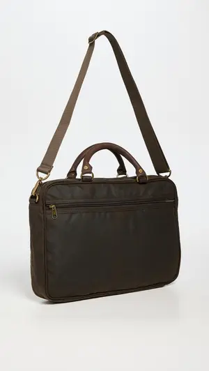 Barbour Waxed Leather Briefcase - Olive