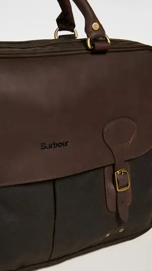 Barbour Waxed Leather Briefcase - Olive