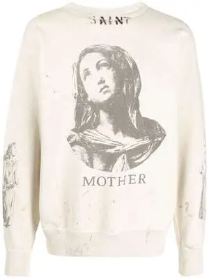 SAINT MXXXXXX Graphic-print Sweatshirt - Neutrals