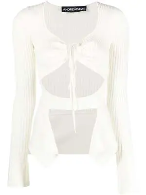 ANDREĀDAMO Asymmetric Cut-out Top - Neutrals
