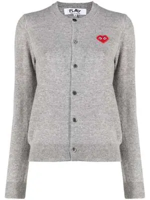 Play Comme Des Garcon Logo Cardigan - Grey