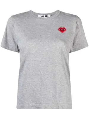 Play Comme Des Garcon Logo-print Cotton T-shirt - Grey