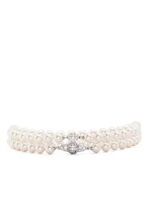 VIVIENNE WESTWOOD Orb Plaque Two-row Pearl Necklace
