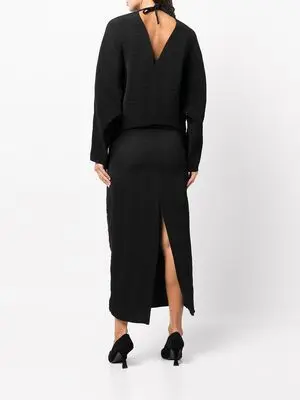 RÓHE Emerson V-back Plissé-effect Midi Dress