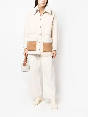 AVA ADORE Shearling-trim Button-up Jacket